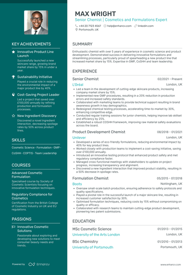 Chemist CV Examples & Guide for 2026