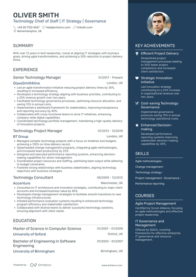 Chief of Staff CV Examples & Guide for 2026