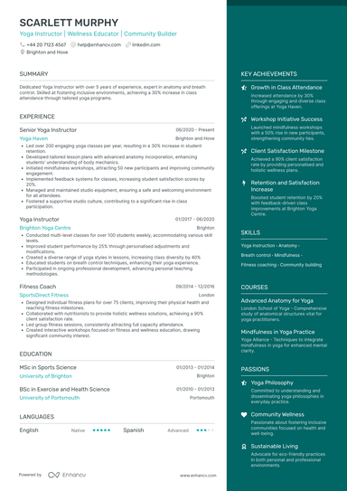 Yoga Teacher CV Examples & Guide for 2026