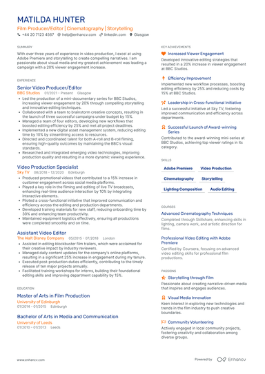 Film Production CV Examples & Guide for 2026
