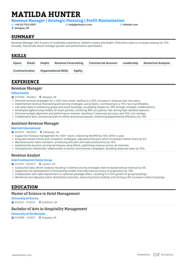 Hospitality Manager CV Examples & Guide for 2026