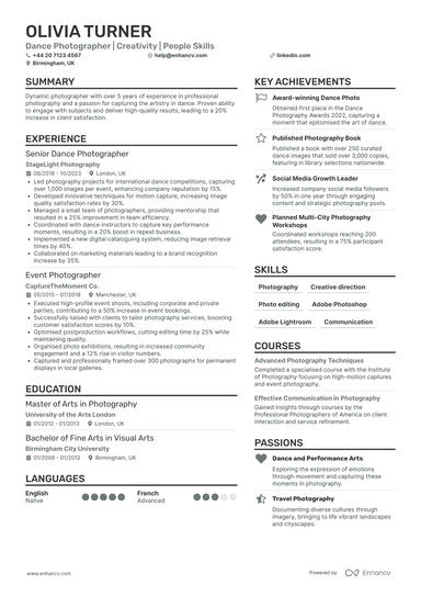 Dance CV Examples & Guide for 2026