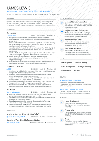 Bid Manager CV Examples & Guide for 2026