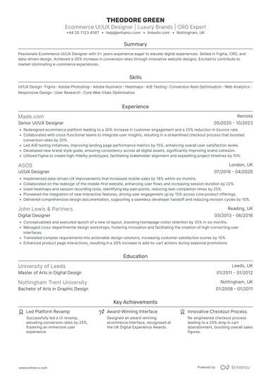 UX UI Designer CV Examples & Guide for 2026