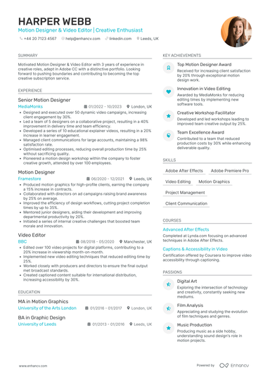 Video Editor CV Examples & Guide for 2026