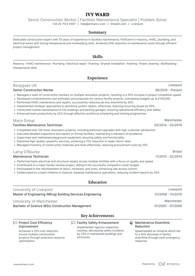 Construction Worker CV Examples & Guide for 2026