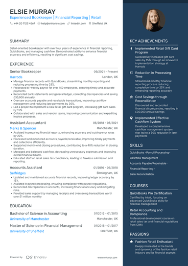 Bookkeeper CV Examples & Guide for 2026