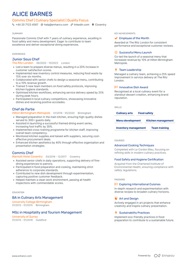 Cook CV Examples & Guide for 2026