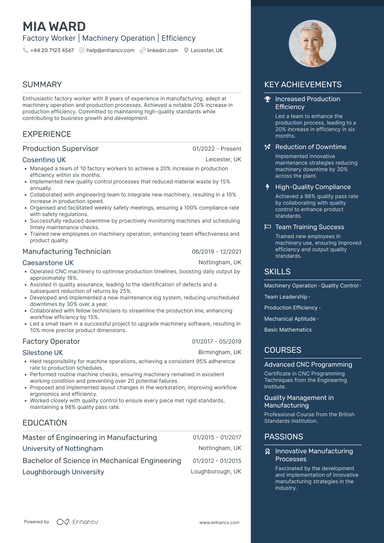 Factory Worker CV Examples & Guide for 2026