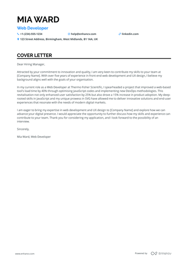 Web Developer Cover Letter Examples & Guide for 2025