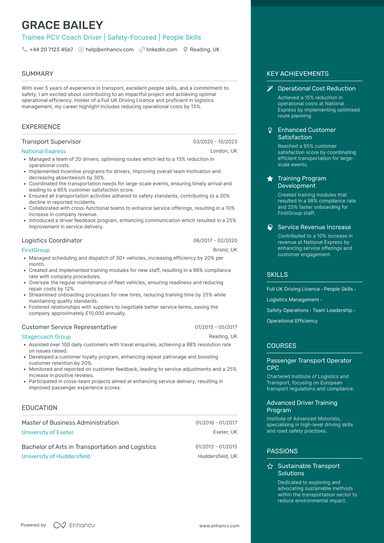 Bus Driver CV Examples & Guide for 2026