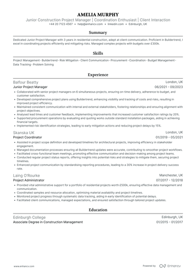Construction Project Manager CV Examples & Guide for 2026