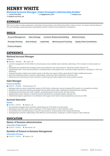 Key Account Manager CV Examples & Guide for 2026