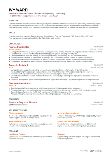 Finance Officer CV Examples & Guide for 2026