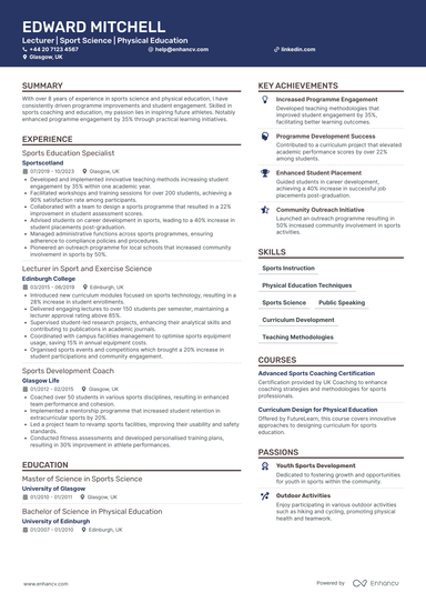 Lecturer CV Examples & Guide for 2026