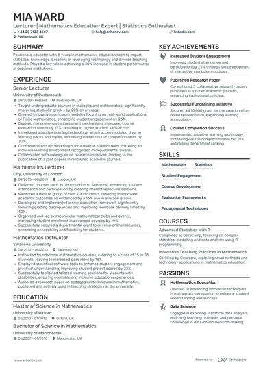 Math Teacher CV Examples & Guide for 2026