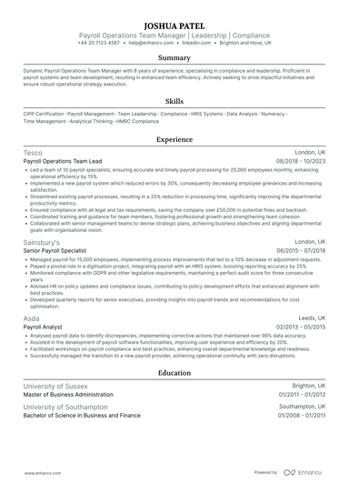 Payroll Manager CV Examples & Guide for 2026