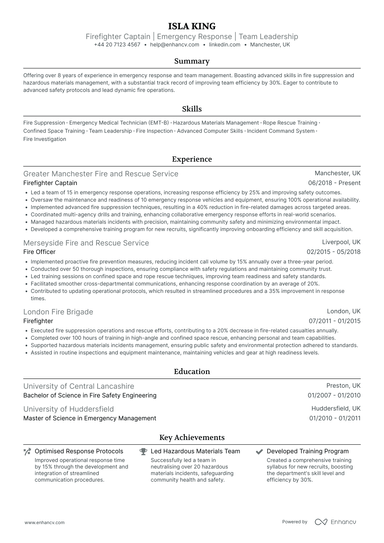 Firefighter CV Examples & Guide for 2026