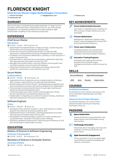 Scrum Master CV Examples & Guide for 2026