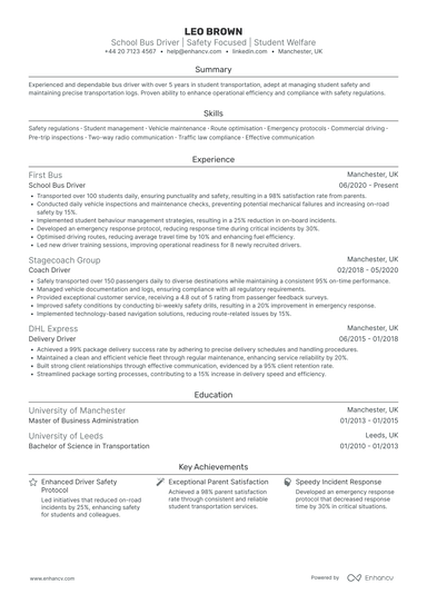 Bus Driver CV Examples & Guide for 2026