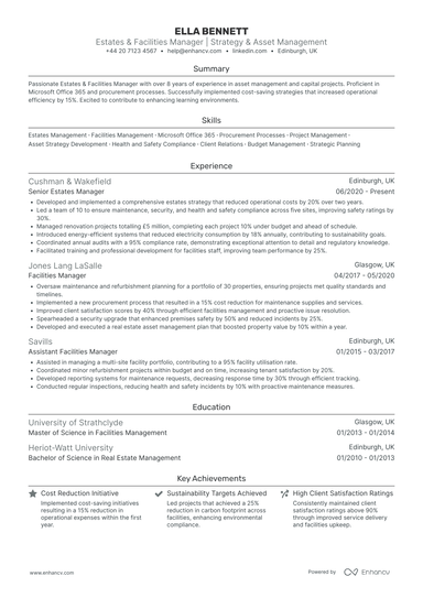 Facilities Manager CV Examples & Guide for 2026