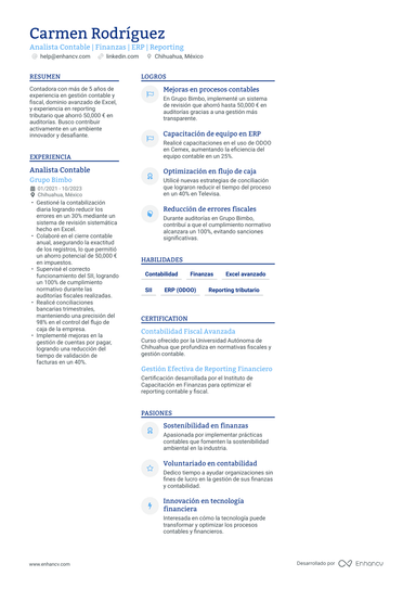 CV Contabilidad: Modelos y Ejemplos de Currículum Vitae
