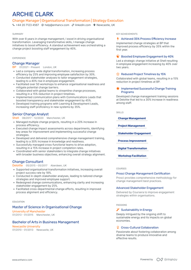 Change Management CV Examples & Guide for 2026
