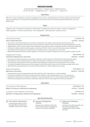 Mechanic CV Examples & Guide for 2026