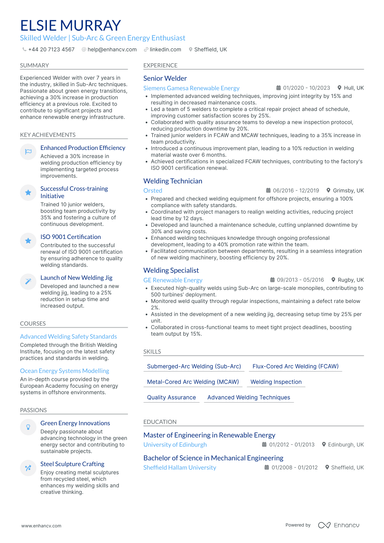 Welder CV Examples & Guide for 2026