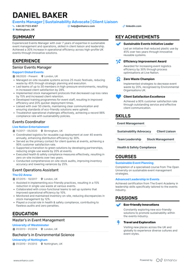 Events Manager CV Examples & Guide for 2026
