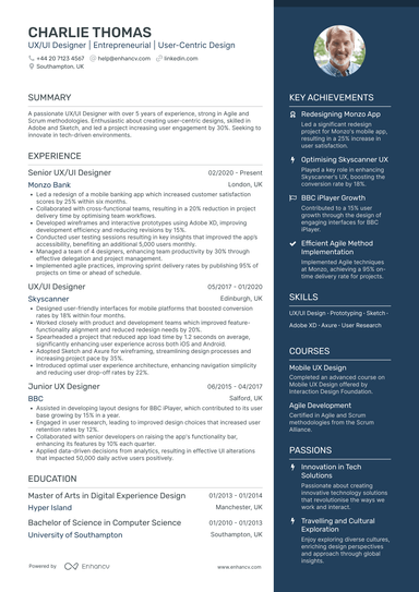 UX UI Designer CV Examples & Guide for 2026