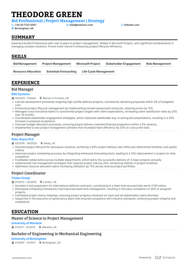Bid Manager CV Examples & Guide for 2026