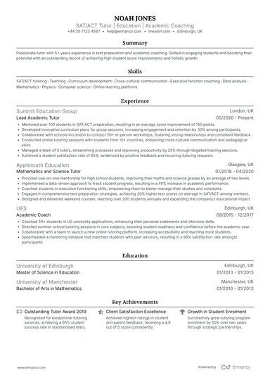 Private Tutor CV Examples & Guide for 2026