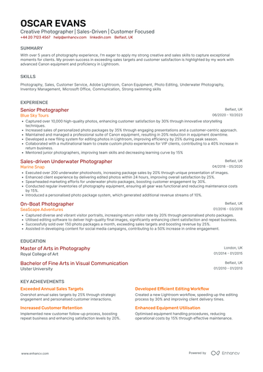 Cinematographer CV Examples & Guide for 2026