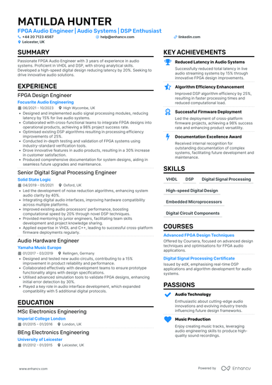 Audio Engineer CV Examples & Guide for 2026