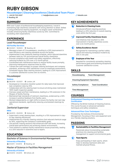 Housekeeper CV Examples & Guide for 2026