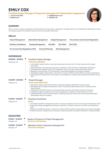 Facilities Manager CV Examples & Guide for 2026