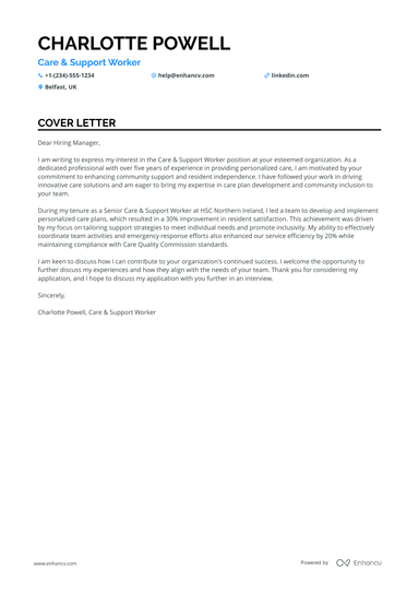 Support Worker Cover Letter Examples & Guide for 2025