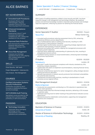 Auditor CV Examples & Guide for 2026