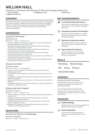Lab Assistant CV Examples & Guide for 2026