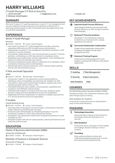 Auditor CV Examples & Guide for 2026