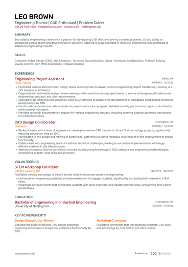Engineering Student CV Examples & Guide for 2025