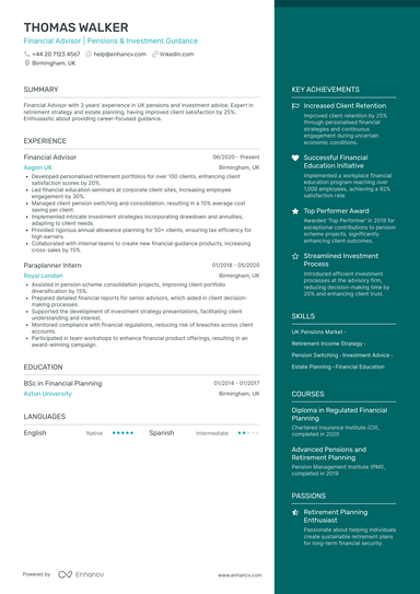 Financial Advisor CV Examples & Guide for 2026