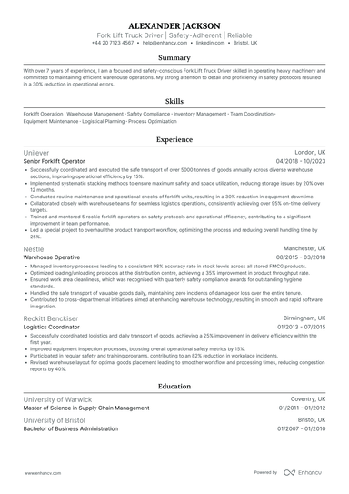 Driver CV Examples & Guide for 2026