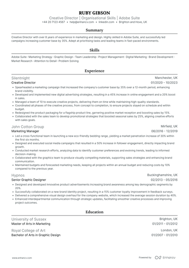Creative Director CV Examples & Guide for 2026