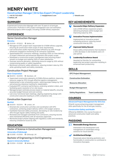 Construction Manager CV Examples & Guide for 2026