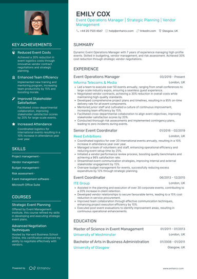 Events Manager CV Examples & Guide for 2026