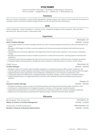 Facilities Manager CV Examples & Guide for 2026