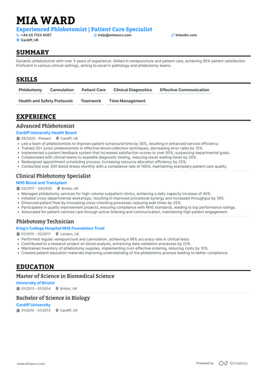 Phlebotomist CV Examples & Guide for 2026