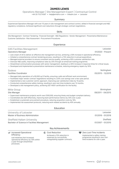 Operations Manager CV Examples & Guide for 2026